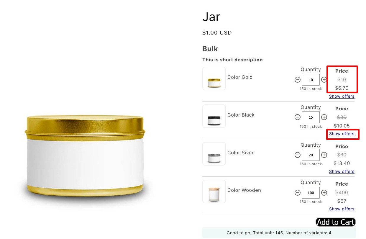 Bulk Order Discounts: MultiVariants + DiscountRay Integration